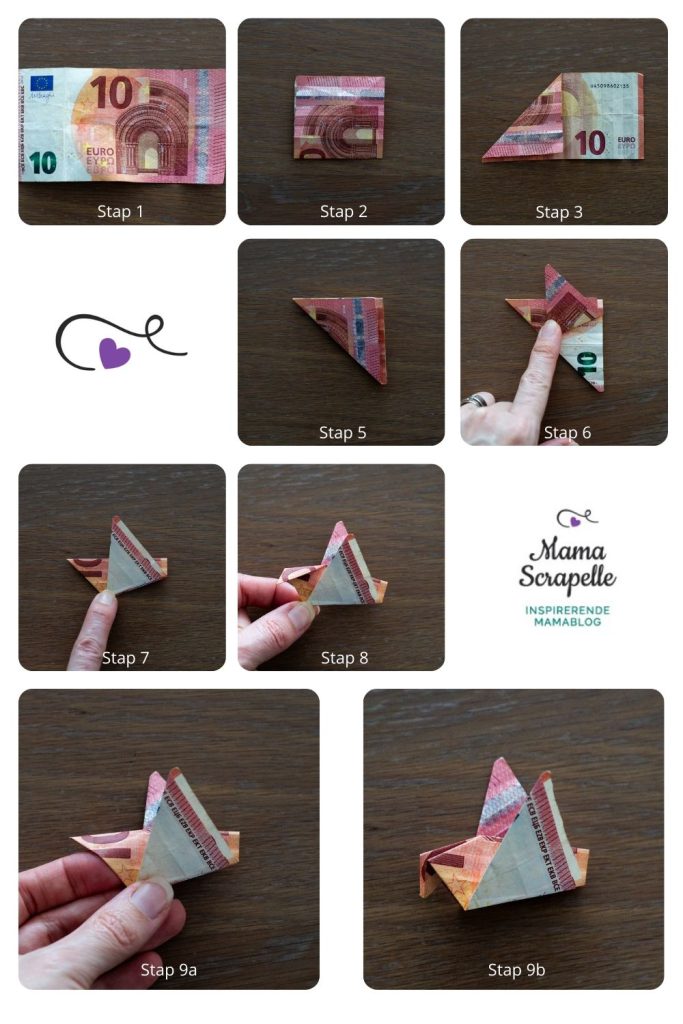 Geld vouwen; van bloem tot vlinder - MamaScrapelle
